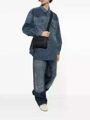MAISON MARGIELA Paint-splatter Western-yoke Denim Shirt - Blue