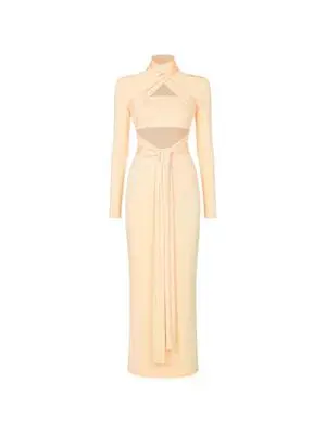 Lapointe Cutout Knotted Gown Maxi Dress - Orange