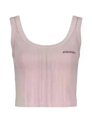 Red Valentino Ribbed Knit Cropped Top With Logo Embroidery - Pink