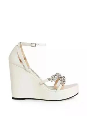 JIMMY CHOO Bing Crystal-embellished Wedge Sandals - White