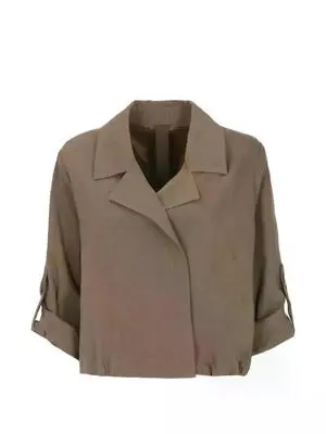 Marella Roll-up-sleeve Cropped Jacket - Brown