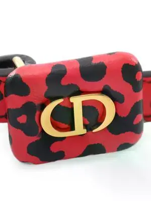 Dior Leopard Print Leather Belt With Cd Logo - Red