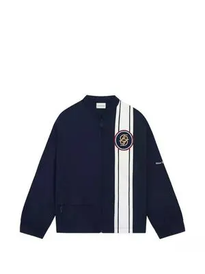 Drole De Monsieur Stripe-pattern Logo-patch Jacket - Blue