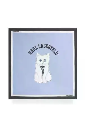 Karl Lagerfeld Ikon Choupette Print Silk Scarf - Blue