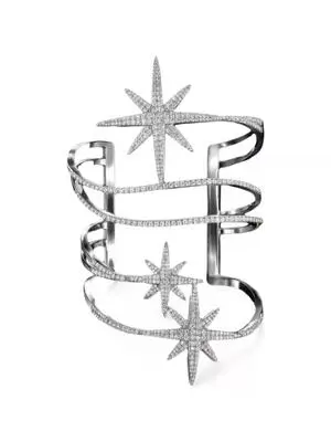 APM MONACO Star-motif Pavé Cuff Bracelet - Silver