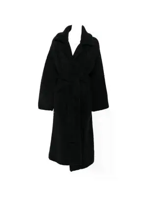 Alanui Ribbed-knit Belted Coat - Black