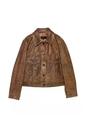 NILI LOTAN Susannah Leather Flap-pocket Jacket - Brown