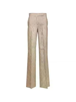 Max Mara Chevron-pattern Linen Trousers - Neutrals
