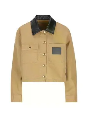 Balenciaga Leather-collar Cropped Jacket