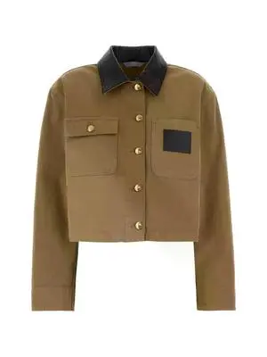 Balenciaga Balenciaga Leather-Collar Cropped Jacket Neutrals