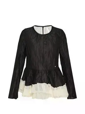RENLI SU Crinkled-finish Ruffled Blouse
