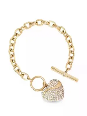 Guess Crystal-embellished Heart-pendant Bracelet - Yellow
