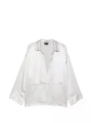 Giorgio Armani V-neck Long-sleeve Blouse With Satin Finish