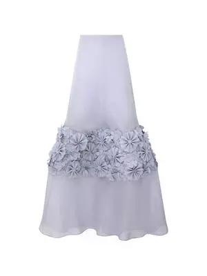 Zimmermann Floral Appliqué Maxi Skirt - Grey