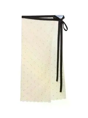 Prada Embroidered Lace Apron With Stone Motif