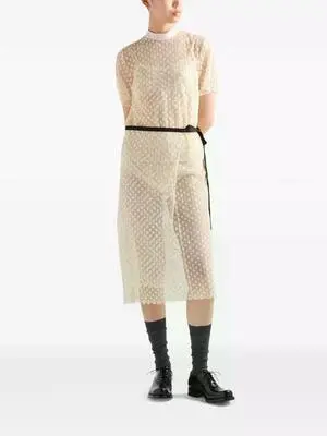 Prada Embroidered Lace Apron With Stone Motif