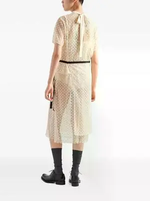 Prada Prada Embroidered Lace Apron With Stone Motif Neutrals