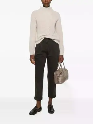 Peserico Pleated Detail Turn-up Trousers - Brown