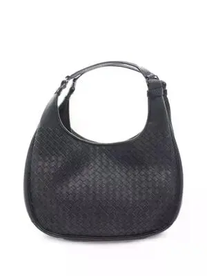 Bottega Veneta 2010s Medium Campana Intrecciato Shoulder Bag - Black