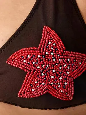 MC2 SAINT BARTH Guiana Bead-embellished Triangle Bikini Top And Low-rise Bottoms