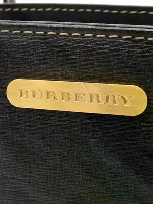 Burberry Logo Plaque Leather Tote Bag