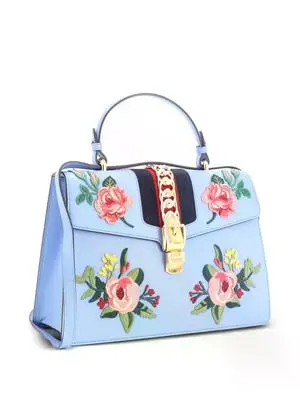 Gucci Sylvie Embroidered Leather Medium Satchel
