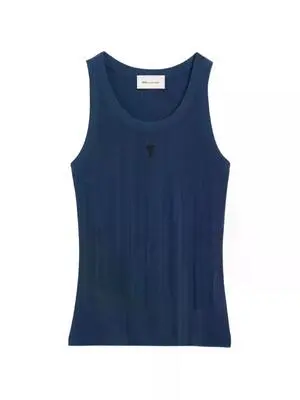 AMI Paris De Coeur Ribbed Tank Top - Blue