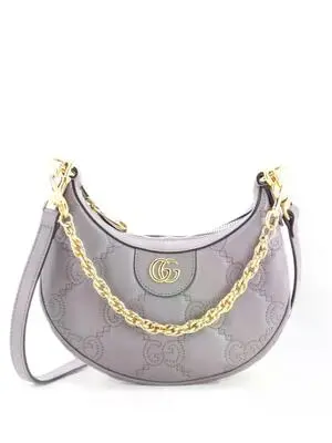 Gucci Half Moon Hobo Gg Matelasse Leather Mini Shoulder Bag - Grey