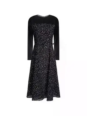 Oscar De La Renta Belted Fil-coupé Dress - Black