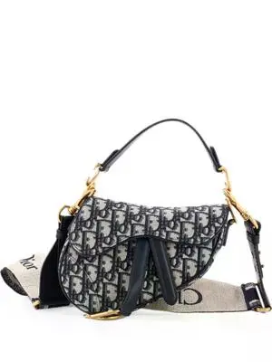 Dior Saddle Handbag With Strap Oblique Canvas Mini Shoulder Bag - Blue