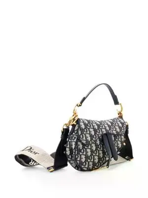 Dior Saddle Handbag With Strap Oblique Canvas Mini Shoulder Bag - Blue