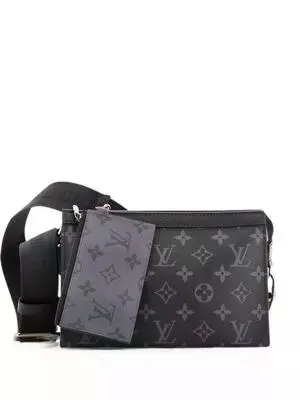 LOUIS VUITTON Gaston Wearable Wallet Monogram Eclipse Canvas Crossbody Bag - Black
