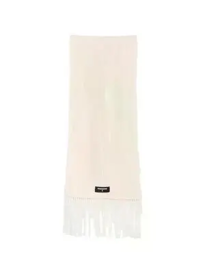Patrizia Pepe Fringed Ribbed-knit Scarf - Neutrals