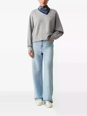 Marc O'polo Embroidered-logo Dropped-shoulder Sweatshirt - Grey
