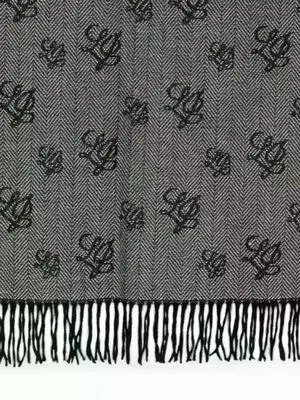 Liu Jo Monogram-pattern Herringbone-weave Scarf