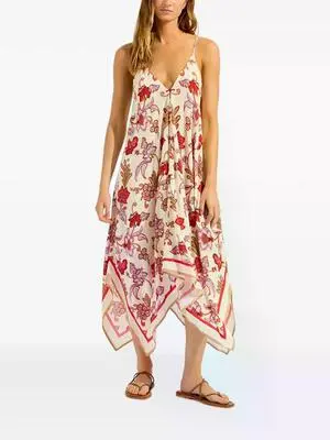Seafolly Floral Print Handkerchief Hem Maxi Dress