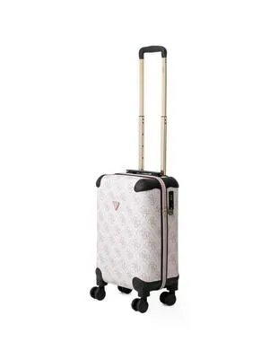 Guess Berta Monogram Print Logo Plaque Suitcase - White