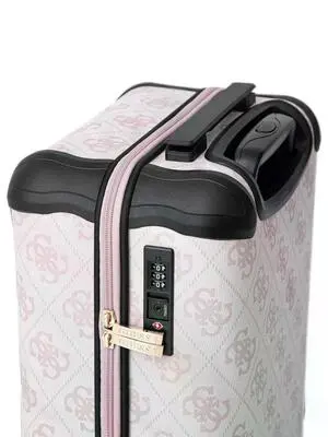 Guess Berta Monogram Print Logo Plaque Suitcase - White