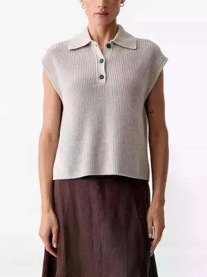 Marc O'polo Ribbed-knit Polo Shirt - Neutrals