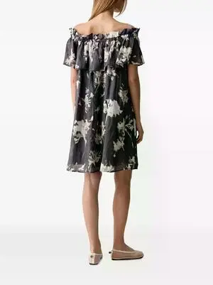 Marc O'polo Carmen Floral-print Off-the-shoulder Mini Dress