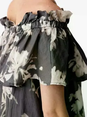Marc O'polo Carmen Floral-print Off-the-shoulder Mini Dress