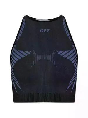 Off-White Sleeveless Crop Top - Black