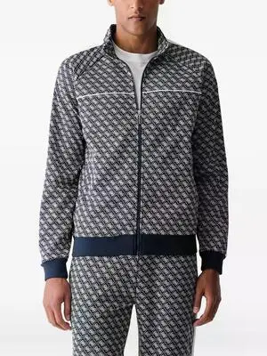 Guess Logo Monogram Zip-up Jacket - Blue
