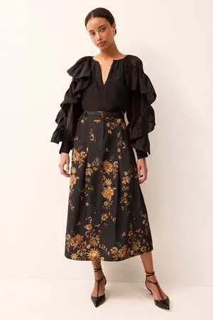 MARIE OLIVER Faith Midi Skirt In Print