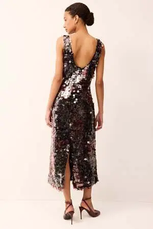 MARIE OLIVER Olympia Sequin Floral Midi Dress