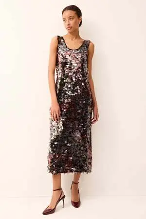 MARIE OLIVER Olympia Sequin Floral Midi Dress