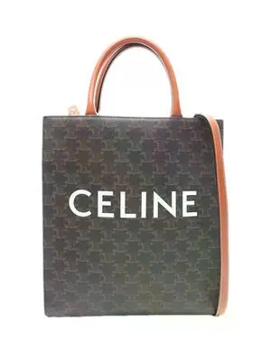 Celine 2000-2026 Small Triomphe Coated Canvas Vertical Cabas Tote Satchel - Brown