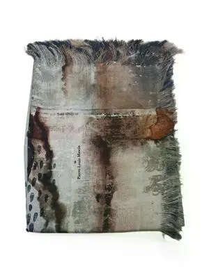 PIERRE-LOUIS MASCIA Abstract-print Frayed Scarf - Neutrals