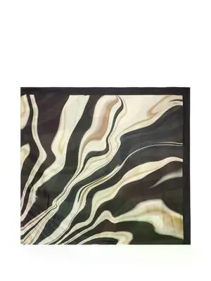 Roberto Cavalli Marble-print Contrast-border Scarf - Neutrals