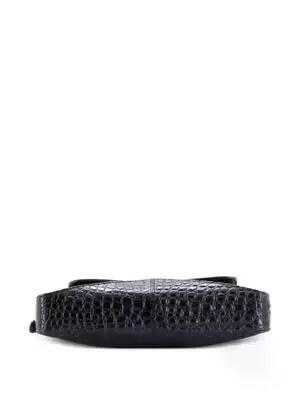 Balenciaga Crocodile Embossed Leather Shoulder Bag